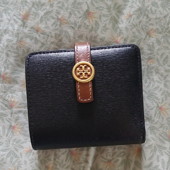 Tory Burch | Bags | Tory Burch Black Wallet With Gold Emblem | Poshmark
